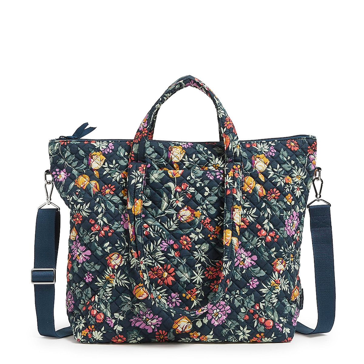 Vera Bradley Cotton Slouchy Tote Bag, Fresh-Cut Floral Green