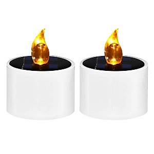 Solar Candle Light, Waterproof Flicker Flameless Floating Candle Light, Solar Tea Light for Festival (2Pcs)