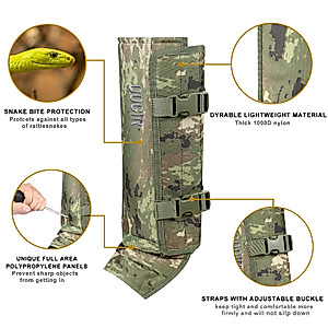 QOGIR Snake Gaiters for Hunting: Durable Snake Guards, Snake Gaiter Leggings for Men & Women, Snake Bite Protection for Lower Legs, Snake Proof Gaiters with Adjustable Size(Camo)