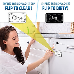 HMmagnets Dishwasher Magnet Clean Dirty Sign That Will Never Fall - Magnetic Dirty/Clean Indicator | Thicker & Stronger (Upgraded Magnets) | Doesn’t Peel | 4.5 * 2.5 Inches - Modern Decorative