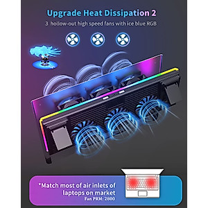 KeiBn Upgrade Laptop Cooling Pad A9,KeiBn All Aluminum-Alloy Laptop Cooler Fan for 10-15.6 Inches, 10 Modes RGB Colors Light, 3 Heights Stand, 2 USB Ports, Space Gray