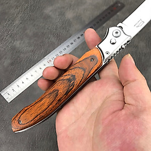 Generic 12"" Assisted Opening Folding Knife, Pocket Knife with Slide Safety Lock,Pakkawood Handle Outdoor Camping Portable Everyday Carry Tool,Gift Nylon Sheath, Red