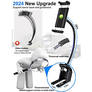 Kolasels Tablet Holder for Car or Truck Seat Rail Mount Long 19.7" Gooseneck Arm Heavy Duty Car Floor Tablet Stand for iPad Pro 12.9 Air Mini, Samsung Galaxy Tab, iPhone, More 4-13" Phones & Tablets