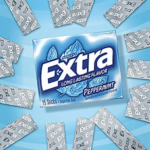 Extra Gum Peppermint Chewing Gum, 15 Pieces (Pack of 10)