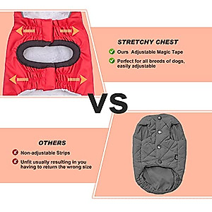 DILLYBUD Winter Dog Raincoat Jacket, Waterproof Windproof Hooded Slicker Poncho with Fleece Liner and Leash Hole for Small to X-Large Dogs and Puppies Boys Girls Dog Clothes for Cold Days,Red S