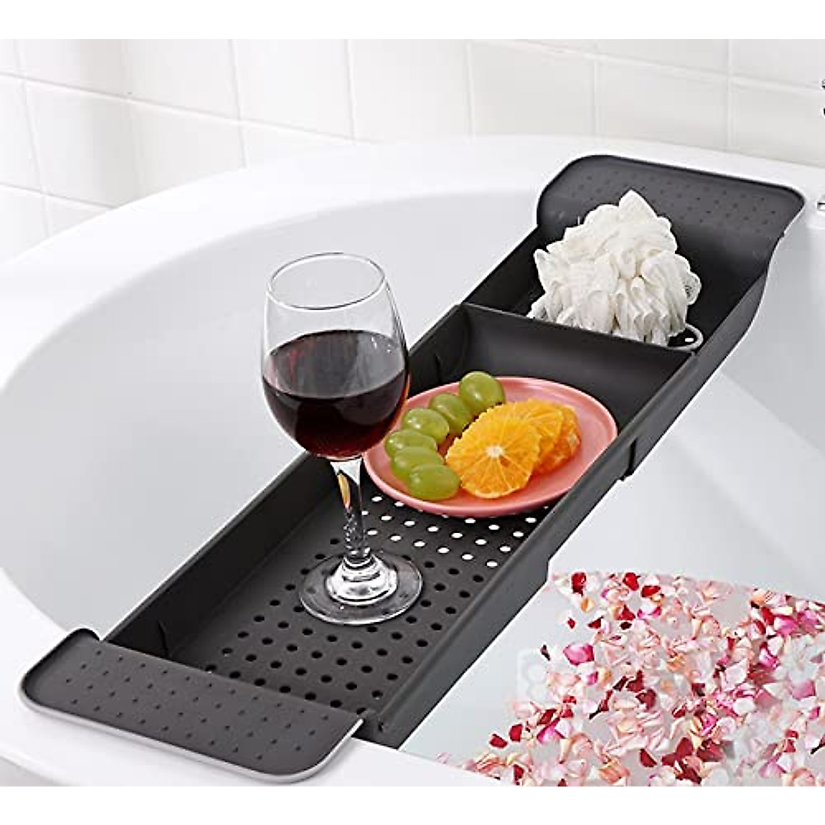 SDGH Retractable Bathtub Storage Rack Bath Tray Shelf Tub Multi-Function Bathroom Tool Towel (Color : OneColor)