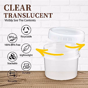 TUZAZO 5 Oz Food Storage Jars with Screw Lids (12-Count) BPA Free Small Plastic Freezer Containers for Sauce, Jam and Puree, Reusable Plastic Ice Cream Containers