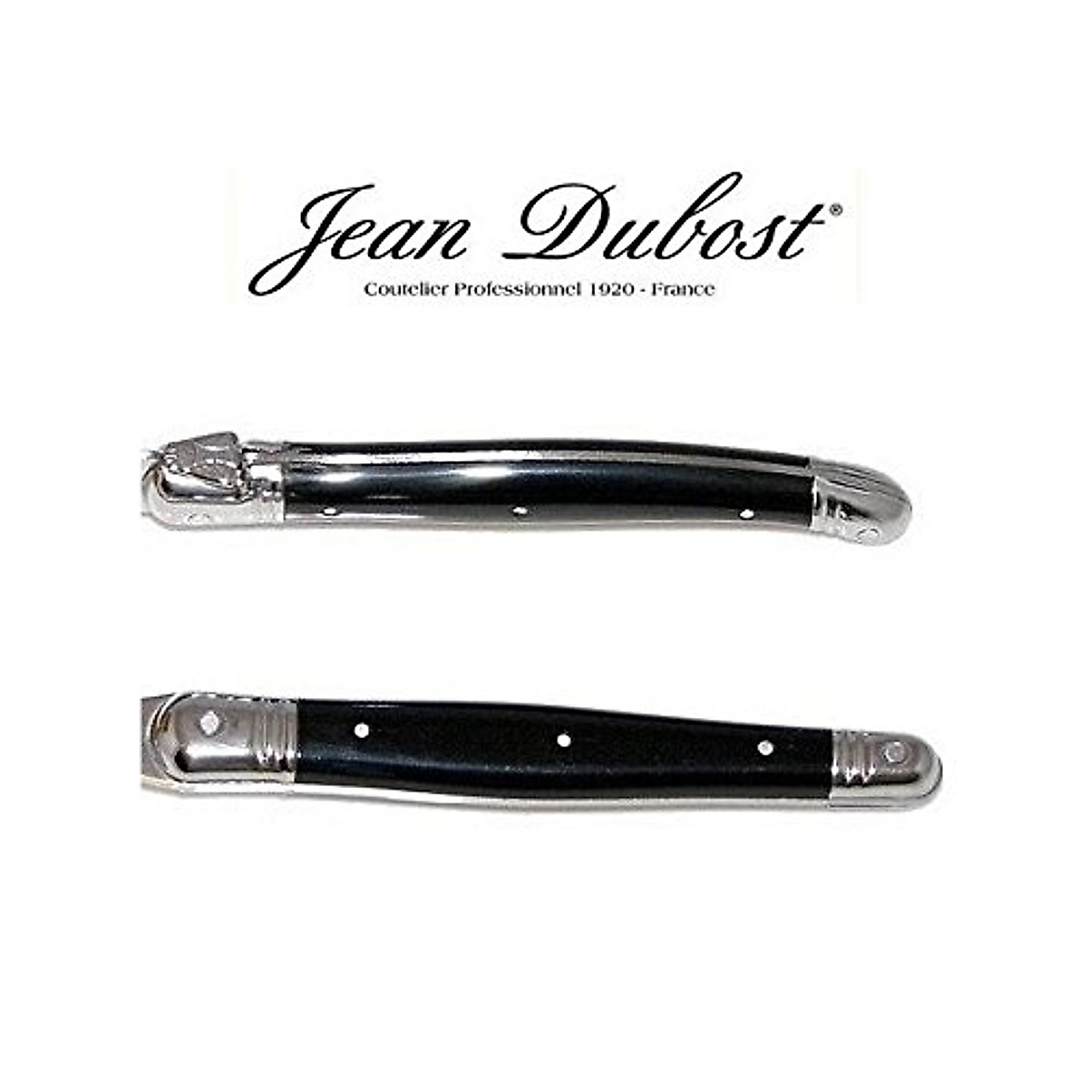 Laguiole Jean Dubost Steak Knives 12 Piece of Set with Black Handle -Thiers France