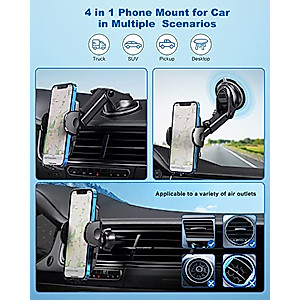Decvamix Phone Mount for Car [Sturdiness & Flexible Arm] Hands Free Durable Car Phone Holder Mount Big Phone & Thick Case Friendly Dashboard Air Vent Windshield Compatible iPhone Samsung Galaxy Moto
