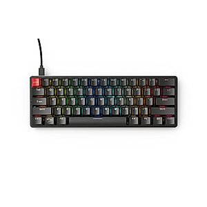 Glorious Custom Gaming Keyboard - GMMK 60% Percent Compact - USB C Wired Mechanical Keyboard - RGB Hot Swappable Switches & Keycaps - Black Metal Top Plate