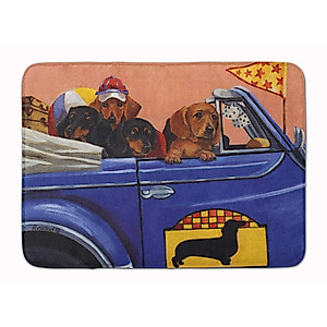 Caroline's Treasures Dachshund Dachsmobile Machine Washable Memory Foam Mat doormats, Multicolor