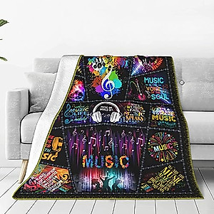 Music Gifts Blanket, Music Note Blanket, Gifts for Music Lover Music Decor Blankets, Soft Flannel Music Blanket for Couch Bed, Music Gifts for Men Women 60"X 50"