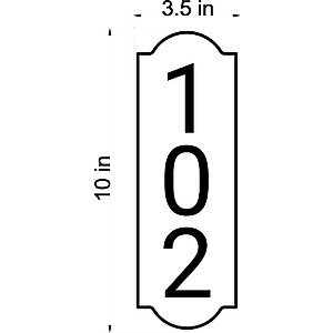 Vertical White and Black House Number, Address Plaque Outside Sign - Mailbox Numbers (10" x 3.5") Customized Sign for House, Store, Office, Outside, 911 Visibility Signage, (Vertical)