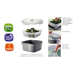 Dependable Industries BPA-Free Microwave Steamer: Cook Vegetables, Fish & Poultry with Removable Strainer & Locking Vent Lid - 2.47L