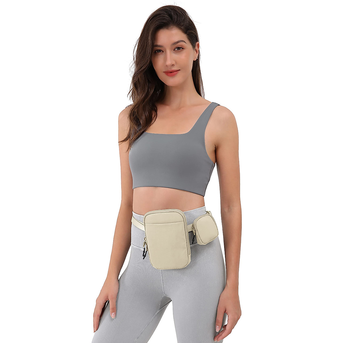 ODODOS Unisex Crossbody Bag with Removable Small Pouch Adjustable Belt Bag for Cell Phone Travel Workout Running Hiking, Charcoal