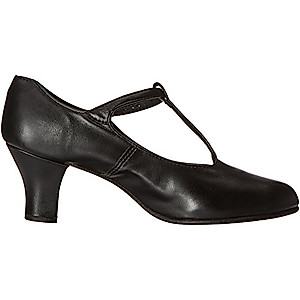 Capezio Womens Jr. Footlight T-Strap Dance Shoe, Black, 8 US