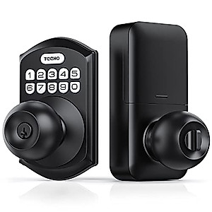 TEEHO Keyless Entry Door Locks with Keypads - Deadbolt Smart Lock - Front Door Lock Set with Door Knob - Auto Lock - Easy Installation - Matte Black