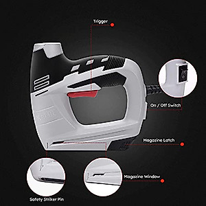 KeLDE Electric Staple/Nail Gun Kit, Braid Nailer, 120V Corded Power Stapler Set, Includes 900pcs T50 Staples and 300pcs 15mm Nails