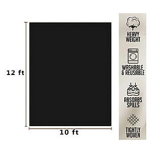 Zuperia Black Canvas Drop Cloth (10' x 12' Feet - 1 Pack) - Pure Cotton Painters Drop Cloth for Painting, Canvas Drop Cloth Curtains for Decoration Double Stitched Hem for Multi-Purpose use