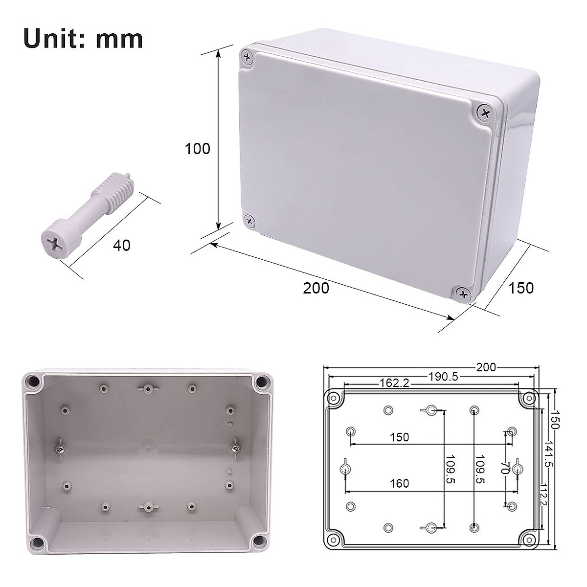 Twidec/ MV100-B10 Digital Display PID Temperature Controllers and Waterproof Dustproof IP67 Junction Box ABS Plastic Electrical Project Box