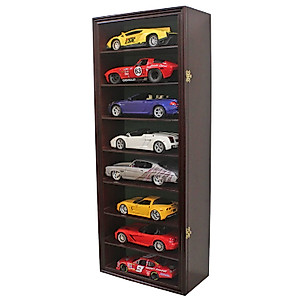 1/24 - 1/18 Scale Diecast Wheels Model 8 Cars Display Case Cabinet Holder Holds - Mahogany Finish (Mahogany Finish)