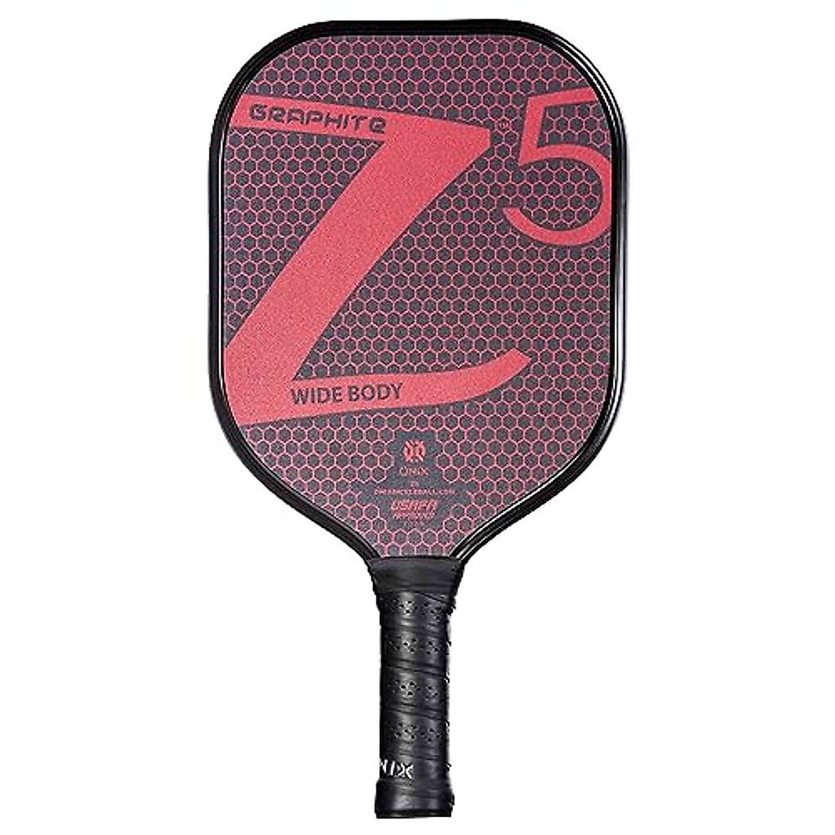 ONIX Graphite Z5 Pickleball Paddle (Graphite Carbon Fiber Face with Rough Texture Surface, Cushion Comfort Grip and Nomex Honeycomb Core for Touch, Control, and Power), Red