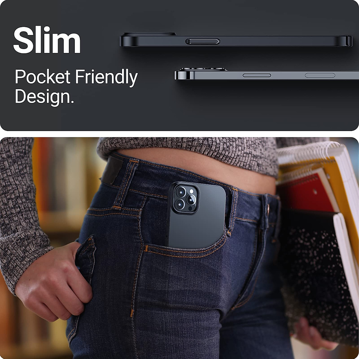 TORRAS Magnetic Slim Fit for iPhone 13 Pro Case Ultra Thin Compatible with MagSafe Velvety Touch Matte Hard PC Cover Protective Anti-Fingerprint Anti-Scratch for iPhone 13 Pro Phone Case, Black