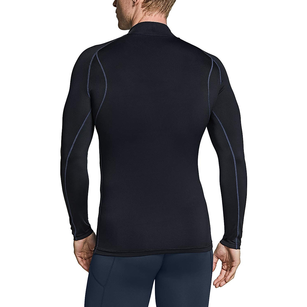 TSLA Men's Thermal Long Sleeve Compression Shirts, Mock/Turtleneck Winter Sports Running Base Layer Top, Core 2pack Mock Shirts Black/Black & Charcoal, Large