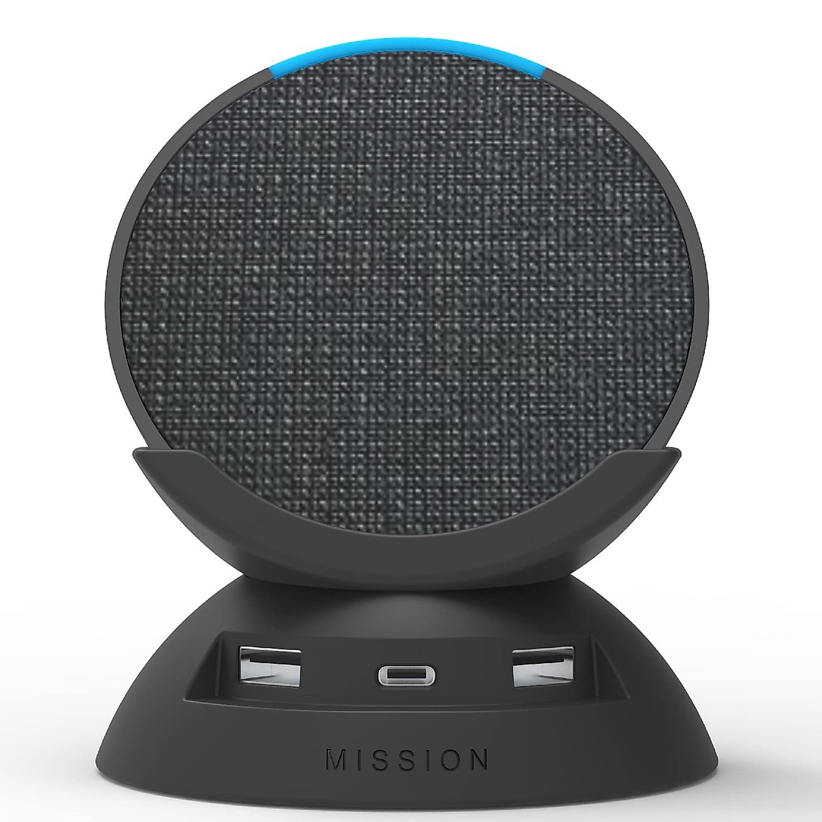 Echo Pop Bundle: Includes Echo Pop | Charcoal & Made For Amazon Stand with USB-C and USB-A charging ports | Charcoal