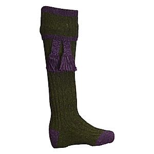 Walker and Hawkes - Men's Merino Wool Kyle Shooting Socks w/Garter Ties - SCOTSPINE/HEATHER - Large