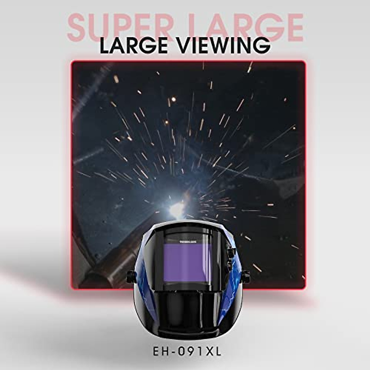YESWELDER Large View Welding Helmet EH-091XL, Solar Powered Auto Darkening True Color Highest Optical 1/1/1/1, 4 Arc Sensor Wide Shade 4/5-9/9-13 Welder Mask Hood with Grinding for TIG MIG MMA Plasma
