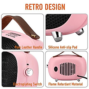 Teioe Mini Electric Ceramic Space Heater 800W/400W, Small, PTC with Tip-Over and Overheat Protection, 3 Operating Modes for Office, Bedroom and Under Desk (PINK)