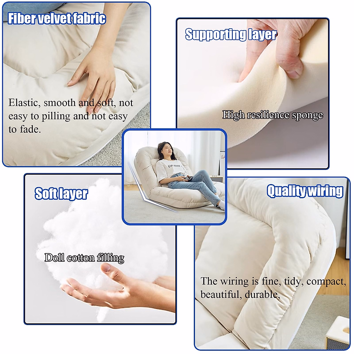 Lazy Floor Sofa Couches, Thicken Tatami Mat Sleeping Pad Foldable Roll Up Lounge Chair, Accent Bean Bag Couch for Living Room Floor Chair ，Lounge Chair for Bedroom Salon Office Living Room (Color : B