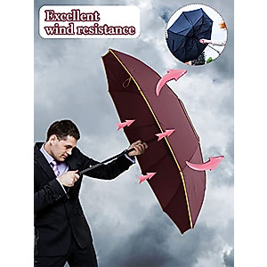 Kalolary 62 Inch Golf Umbrella Extra Large Folding Umbrella Rainproof Compact Umbrella Oversize Double Canopy Vented Waterproof Stick Travel Umbrellas for Women & Men Family Home Use (Red)