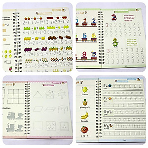 4 PCS Magic Practice Copybook for Kids, Handwriting English Reusable Magical Ink Practice Copy Books for Kids Preschools Tracing Book Letter Writing Book