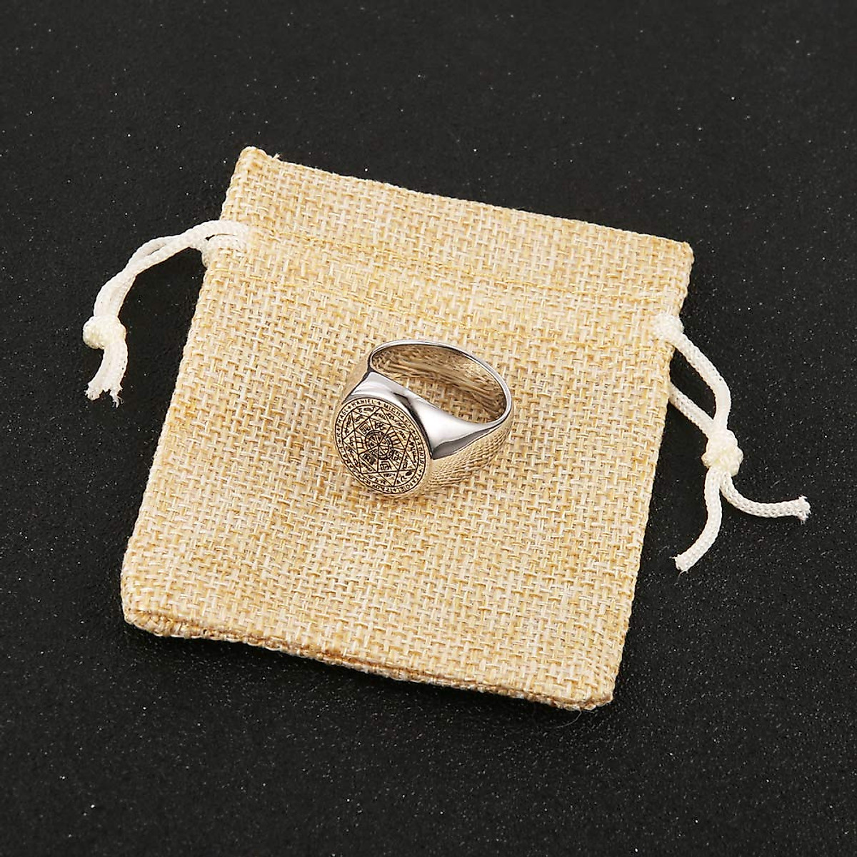 HZMAN Seals of The Seven Archangels Rings Choker Statement Silver Gold Stainless Steel