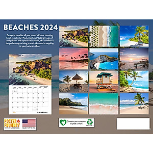 Beach Calendar 2025 Tropical Beaches Ocean Island Seaside Scenes Monthly Wall Calender 12 Month