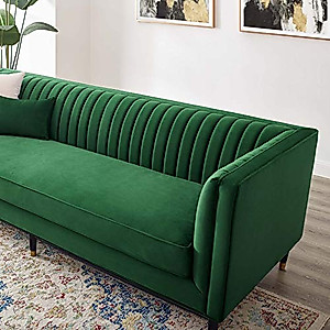 Modway Devote Channel Tufted Performance Velvet, Sofa, Emerald