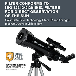 Celestron – EclipSmart Safe Solar Eclipse Telescope Filter – Meets ISO 12312-2:2015(E) Standards – Works with Existing 70mm AZ & EQ Telescopes – Observe Solar Eclipses and Sunspots – Safe, Snug Fit