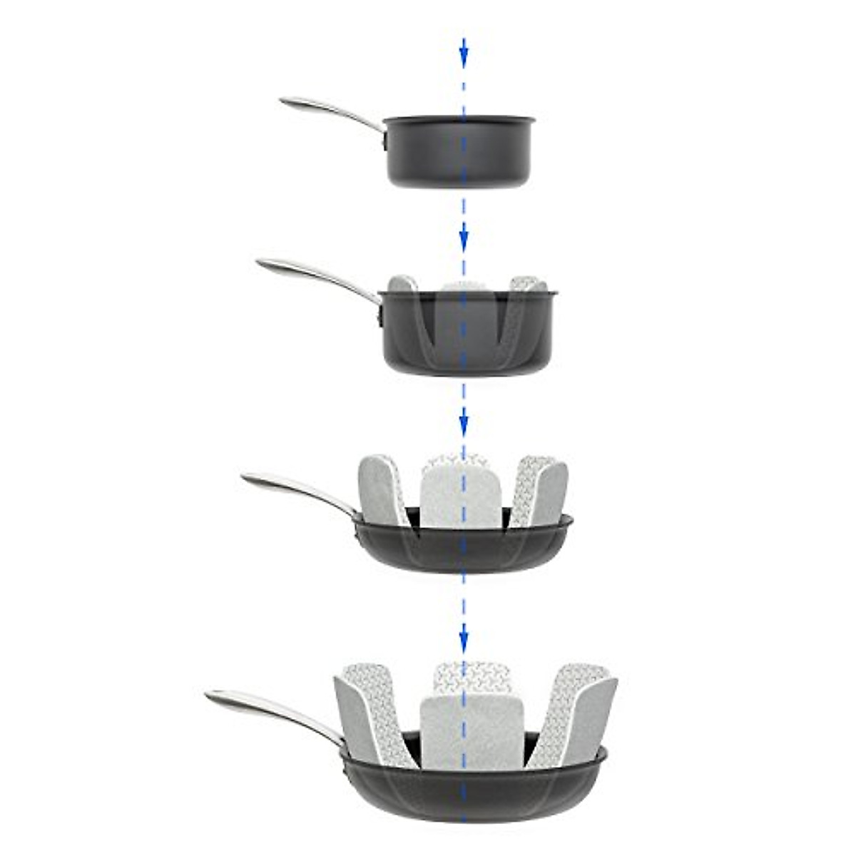 Pan and Pot Protectors - Set of 6-16" long - Cookware Protector Set/Pots and Pans Dividers/Pans Separator Anti-Slip to Avoid Scratching or Marring When Stacking