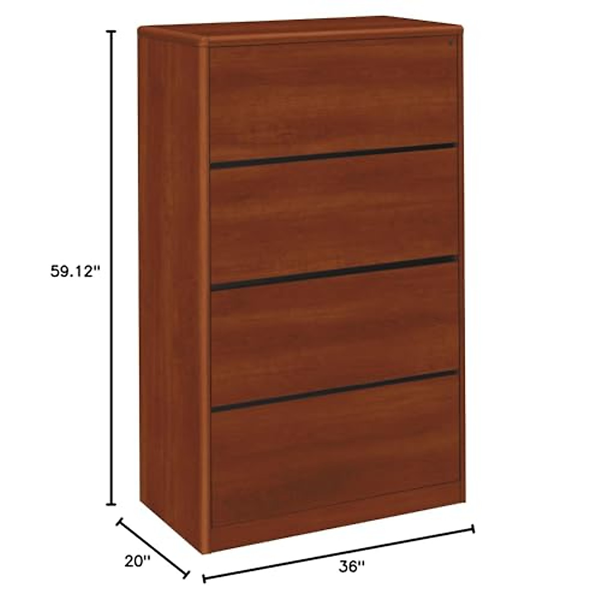 HON 10700 Series Four Drawer Lateral File, 36w x 20d x 59 1/8h, Cognac