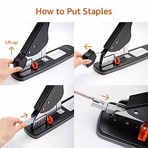 Amazon Basics Effortless Heavy Duty Stapler, 210 Sheet High Capacity, Large Office Stapler with 1000 Staples, Black