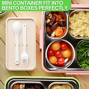 FillTouch 8 Pack Leakproof Dips Containers 6oz/180ml+1.7oz/50ml Salad Dressing Snack Container with Lid Reusable Silicone Lids Stainless Steel Small Condiment Containers for Lunch Box (Multicolor)