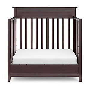 Storkcraft Petal 5-in-1 Convertible Mini Crib with Mattress, Espresso
