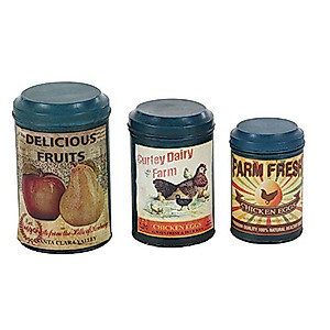 Deco 79 Metal Canister S/3 6", 7", 8" H-24989, 6"/7"/8"