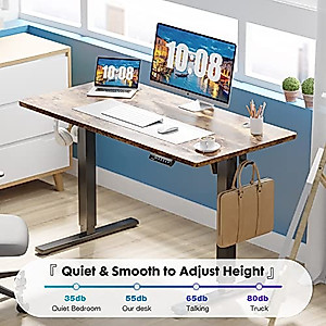 Standing Desk, Electric Height Adjustable Table with Memory Preset, Ergonomic Computer Workstation with T-Shaped Bracket Suitable for Home Office, 40 x 24 Inches, Rustic Brown