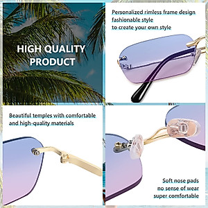 FEISEDY Rimless Sunglasses Y2K Sunglasses Retro Small Narrow Clear Eyewear Vintage Rectangle Sunglasses for Women Men B2643