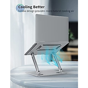 SOUNDANCE Laptop Stand for Desk with Stable Heavy Base, Adjustable Height Multi-Angle, Ergonomic Metal Riser Holder, Foldable Mount Elevator, Compatible with 10 to 15.6 Inches PC Computer, Silver