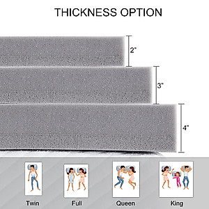 Maxzzz 2 Inch Mattress Topper Queen Size, Firm Bamboo Charcoal Memory Foam Cooling Bed Mattress Topper, Ventilated Mattress Pad CertiPUR-US Certified Plush