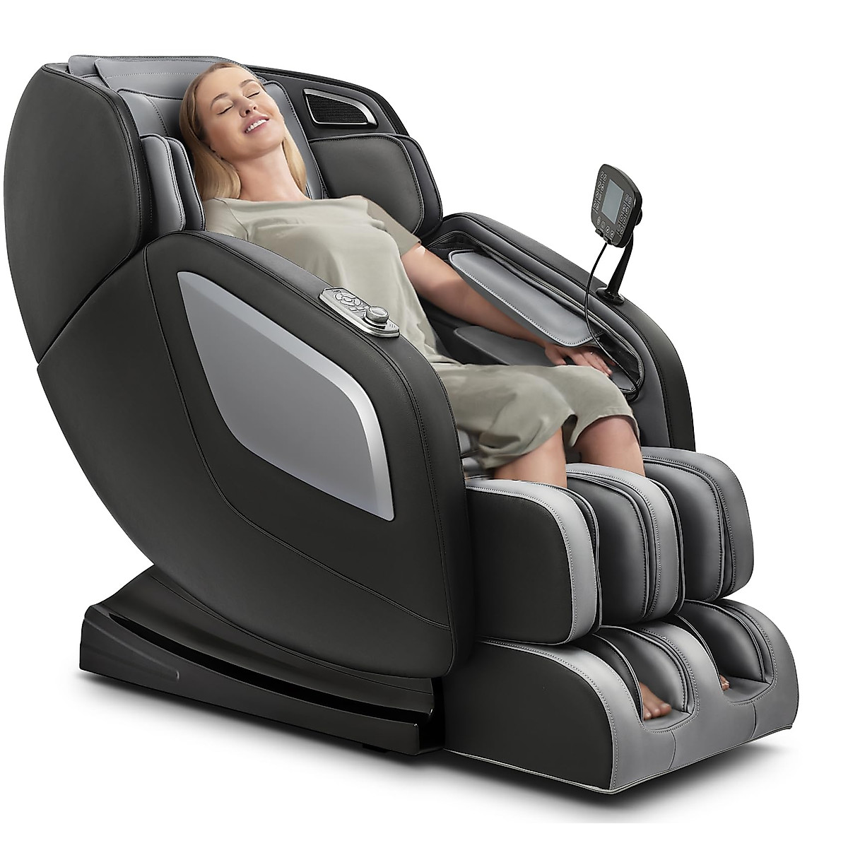 Mazzup Full Body Zero Gravity Shiatsu Massage Chair with Fully Assembled, LCD Screen, Shortcut Keys, USB Charging Port, Heat, for Loved Ones, Parents, Black
